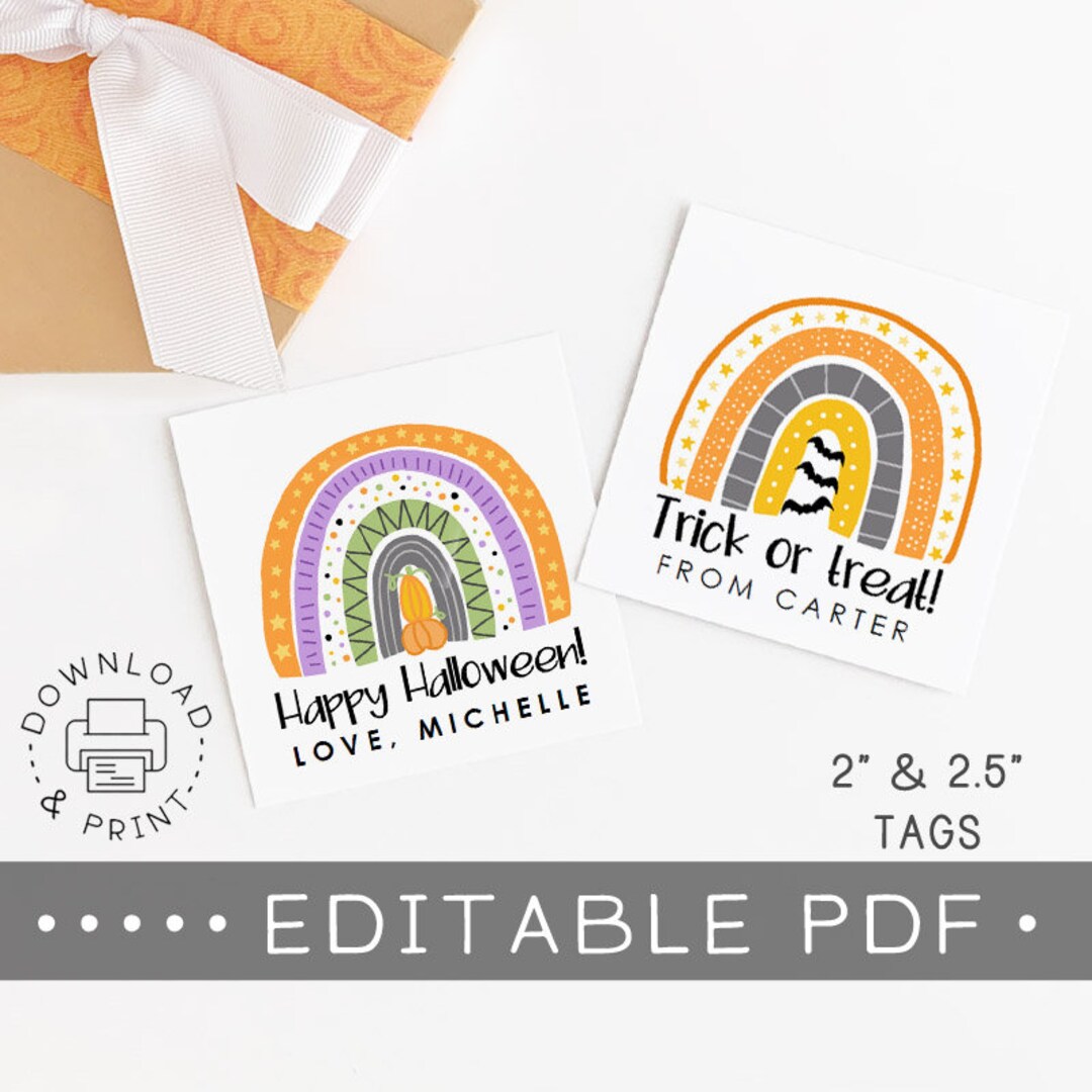 Editable & Printable Rainbow Gift Tags / Happy Halloween and - Etsy ...