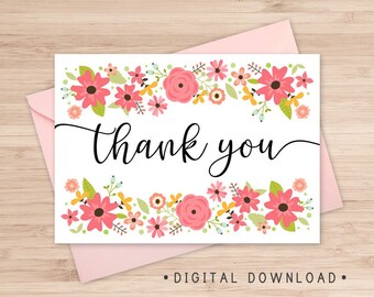 Thank You Printable Card / Instant Download PDF / Card | Etsy