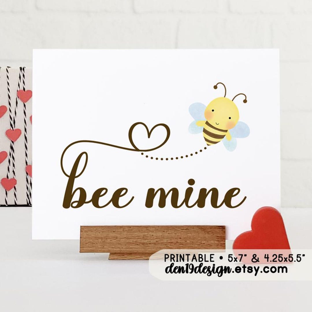 Bee Mine Printable Card / Instant Download PDF / Bee Valentine's Day ...