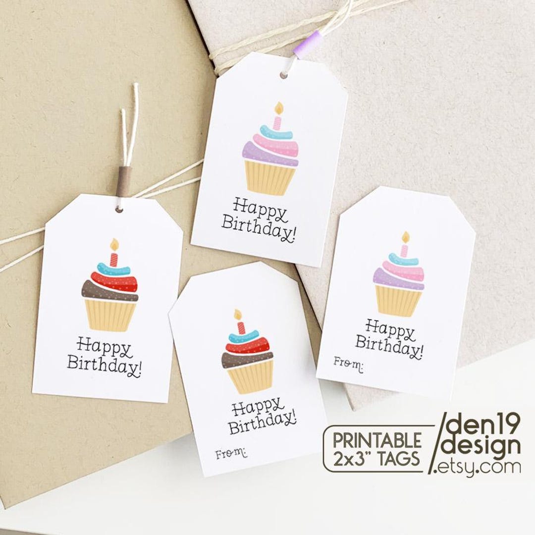Printable Cupcake Birthday Gift Tags (PDF) - Etsy