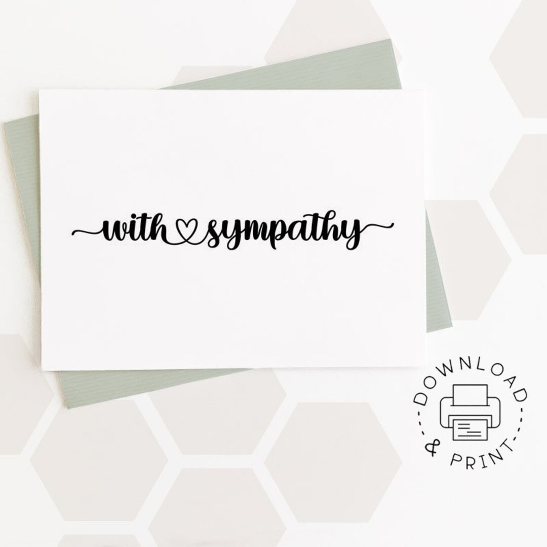 With Sympathy Printable Card / Instant Download PDF / Card Template ...