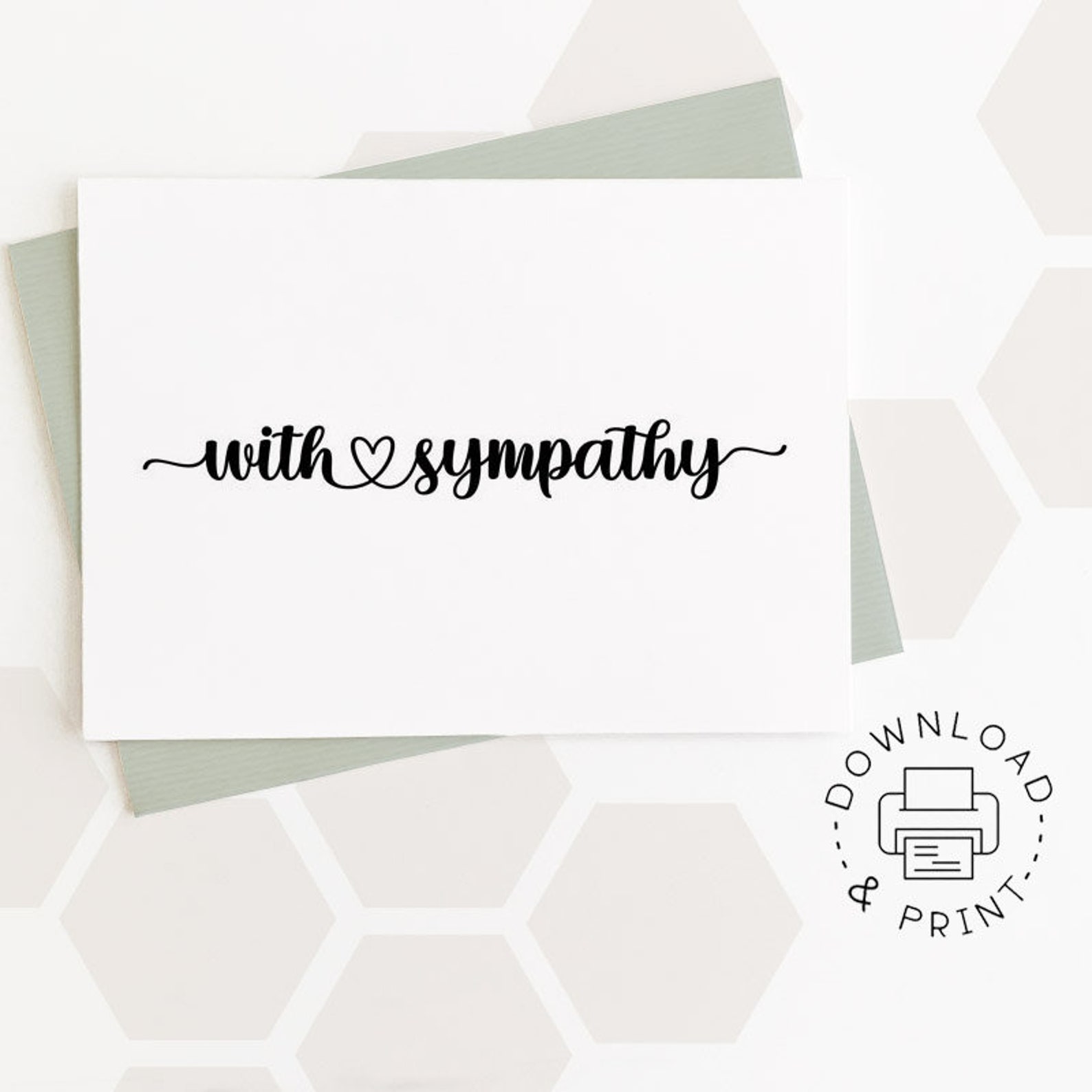 With Sympathy Printable Card / Instant Download PDF / Card - Etsy