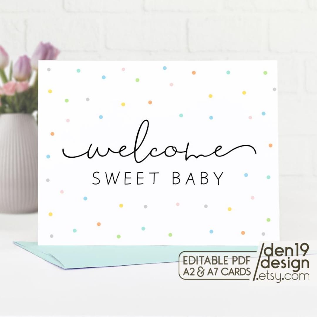 Welcome Sweet Baby Printable Card / Instant Download PDF / Card ...