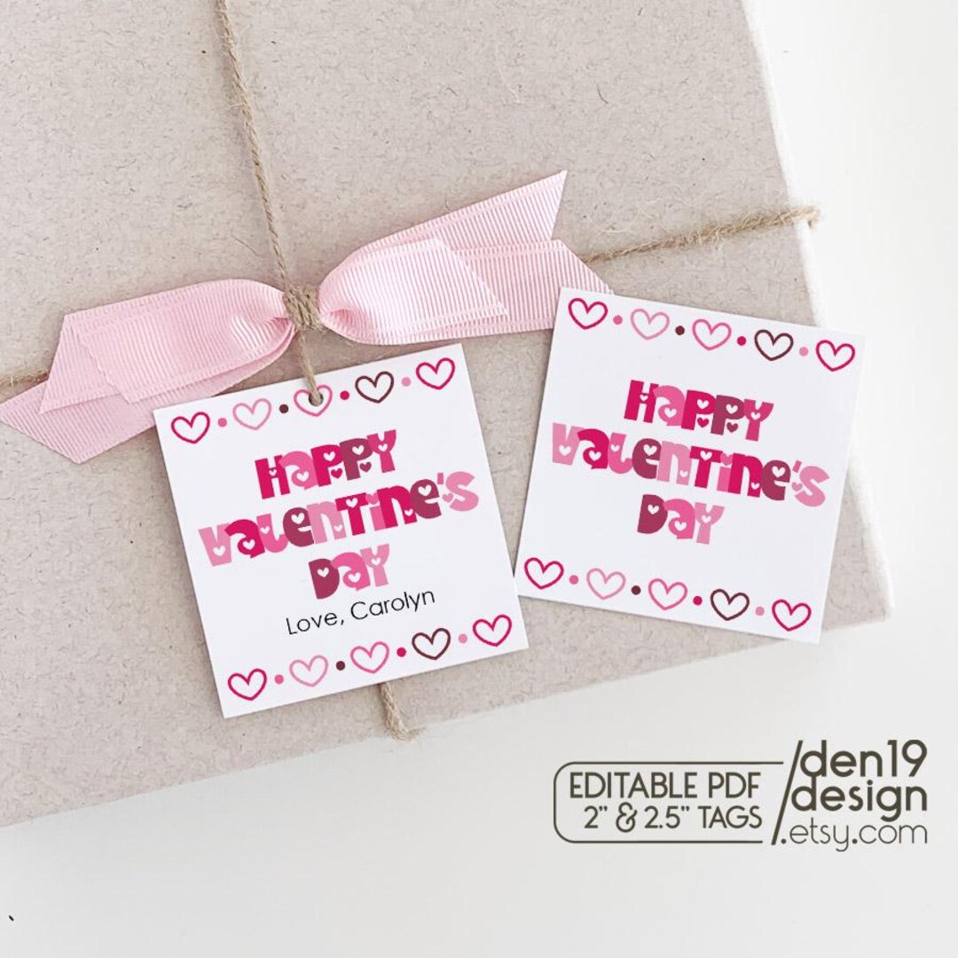 Editable & Printable Gift Tags / Happy Valentine's Day Tag - Etsy