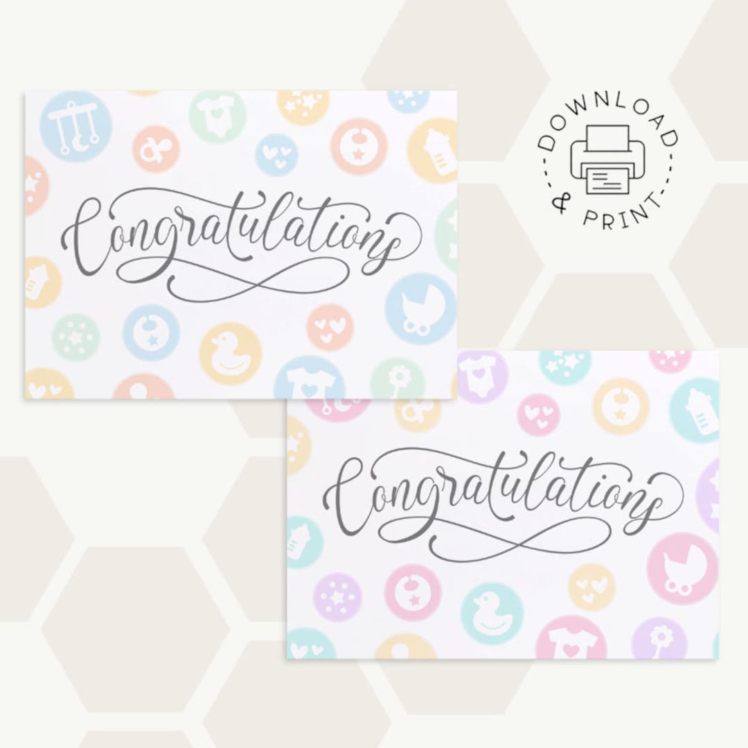 Congratulations Printable Card / Instant Download PDF / New Baby Card ...