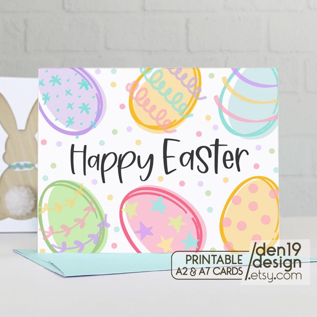 Happy Easter Printable Card / Instant Download PDF / Easter Eggs Card Template - Etsy