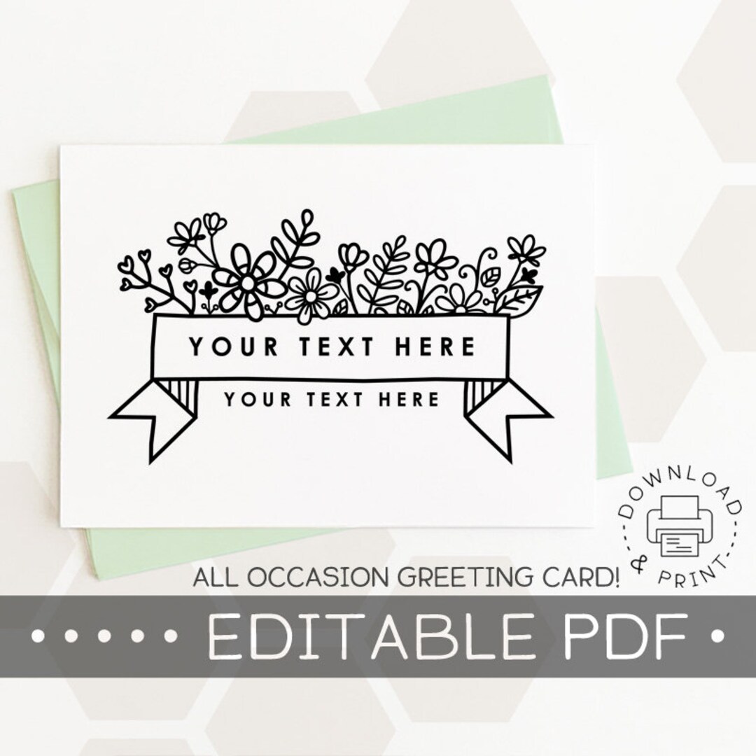 All Occasion Editable & Printable Card / Instant Download PDF ...