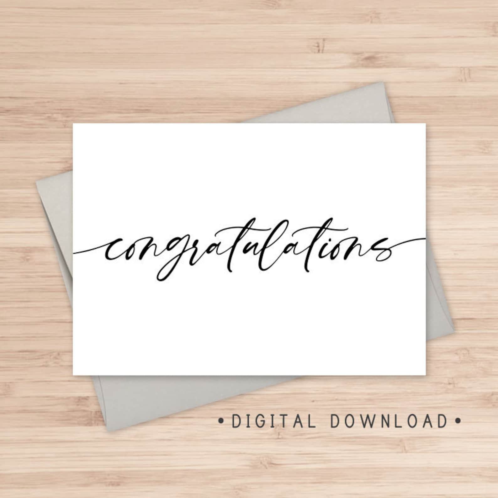 Congratulations Printable Card / Instant Download PDF / Card | Etsy