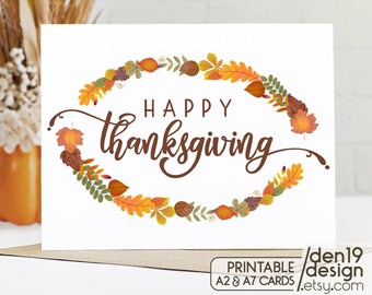 Printable Happy Thanksgiving Card / Instant Download PDF Card Template ...