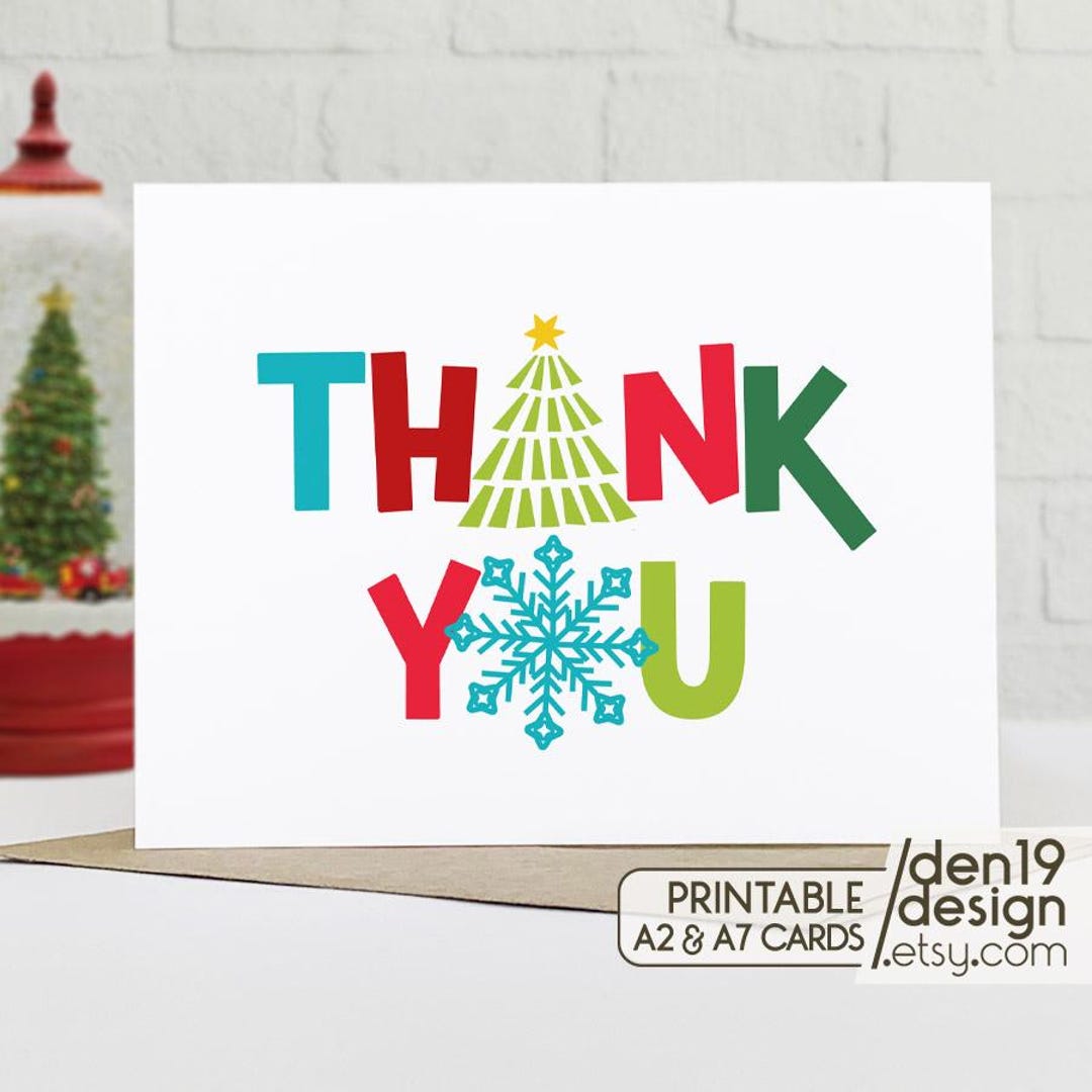 Christmas Thank You Card, Holiday Printable (PDF) - Etsy