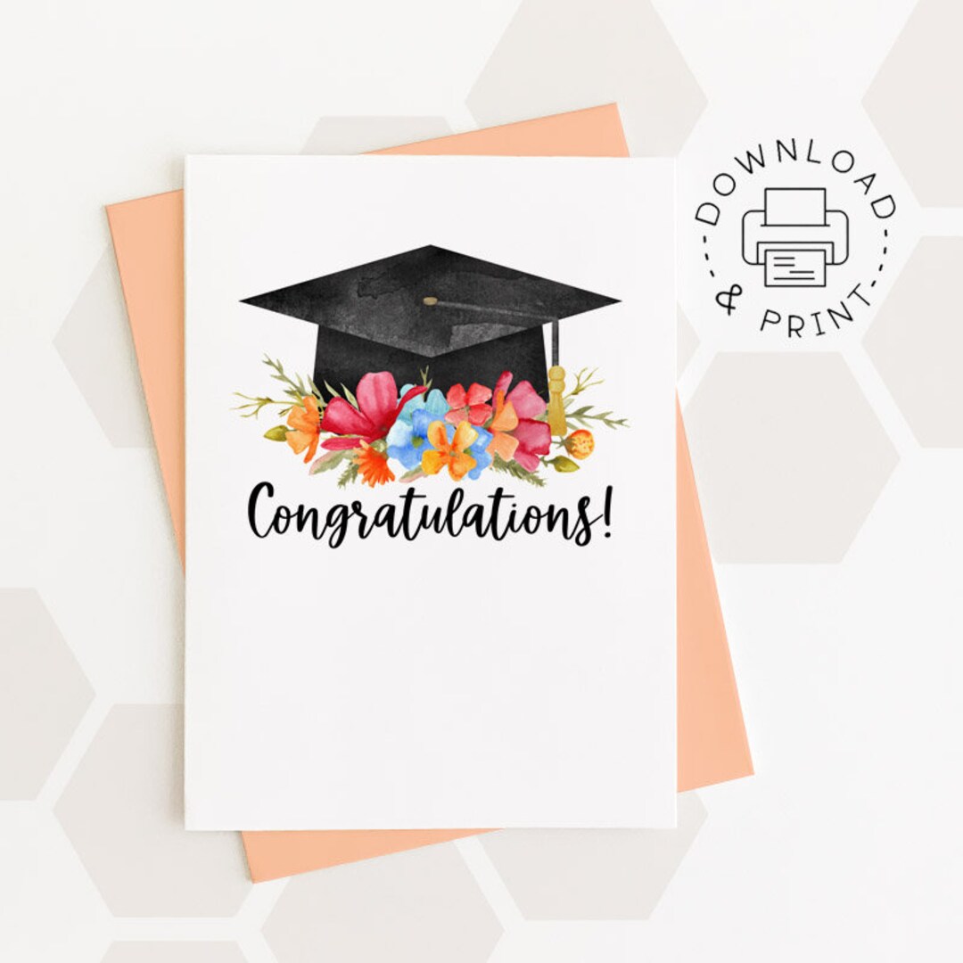 Congratulations Printable Card / Instant Download PDF / Floral ...