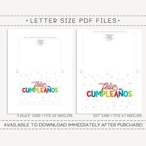 Feliz Cumpleanos / Happy Birthday Printable Card / Instant Download PDF ...