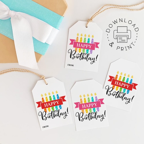 Editable & Printable Gift Tags / Happy Birthday Gift Tag / - Etsy