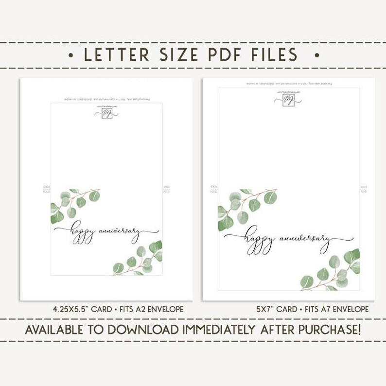 Eucalyptus Anniversary Card: Printable A2/A7 Card (PDF) - Etsy