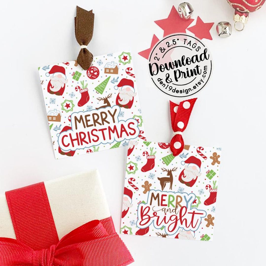 Printable Merry Christmas Gift Tags / Square 2 and 2.5 Tag - Etsy