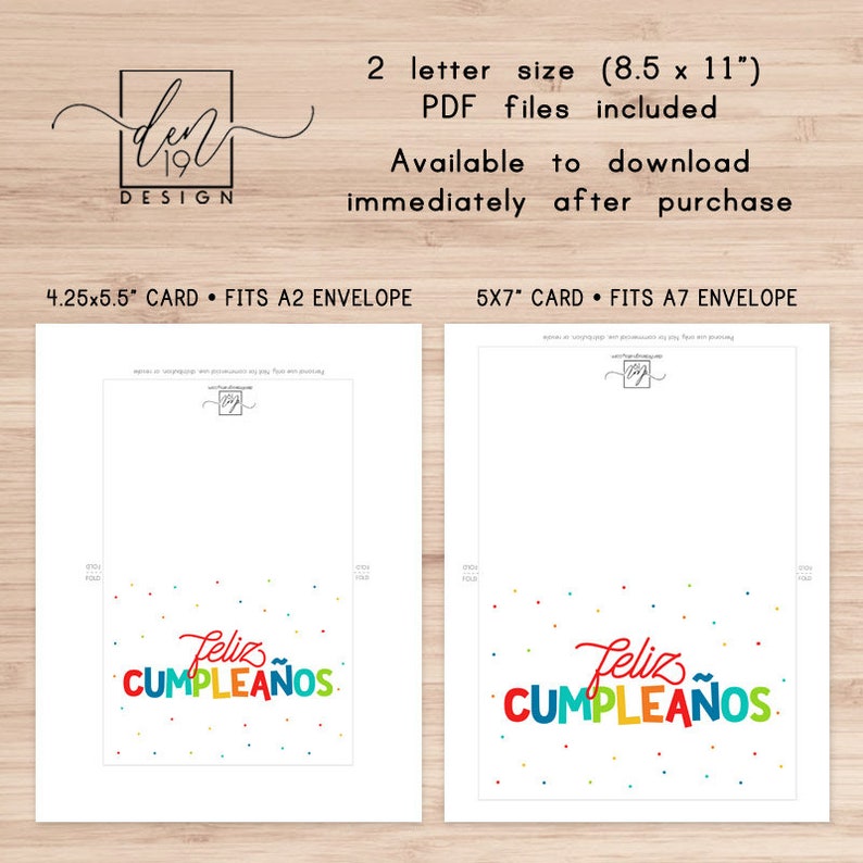 Feliz Cumpleanos / Happy Birthday Printable Card / Instant | Etsy