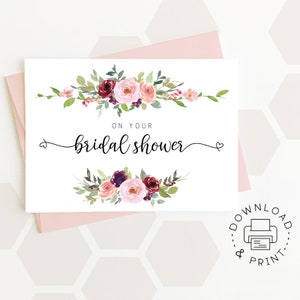 Printable Card: on Your Bridal Shower / Instant Download PDF / Wedding ...