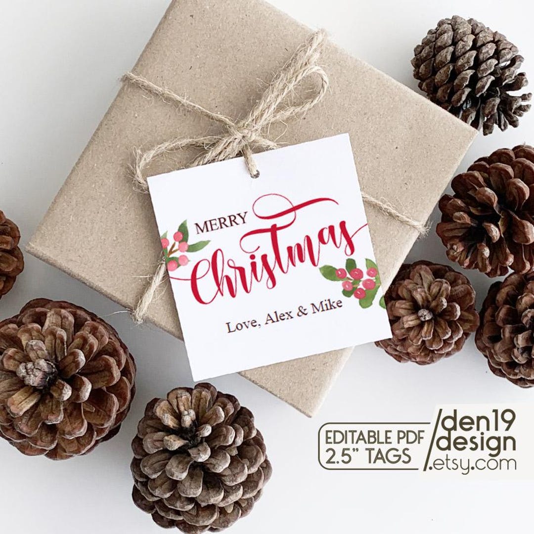 Editable Christmas Gift Tags, Printable Holiday Tags (PDF) - Etsy
