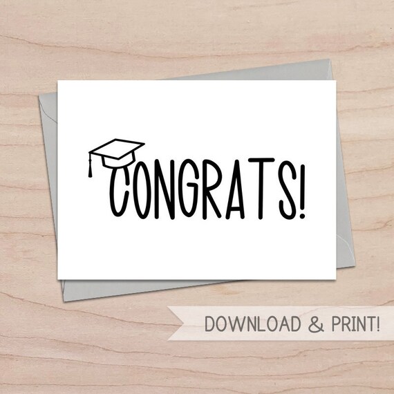 Congrats Printable Card / Instant Download PDF / Graduation - Etsy