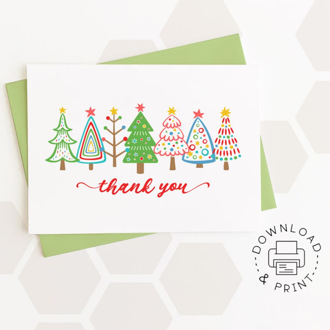 Christmas Thank You Printable Card / Instant Download PDF / Holidays ...
