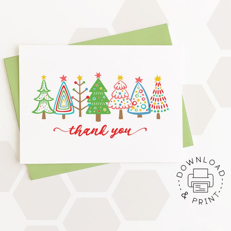 Christmas Thank You Printable Card / Instant Download PDF / - Etsy