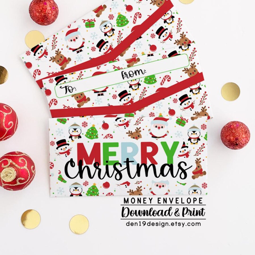 Printable Christmas Money Gift Envelope / Kawaii Cash Holder / Instant ...