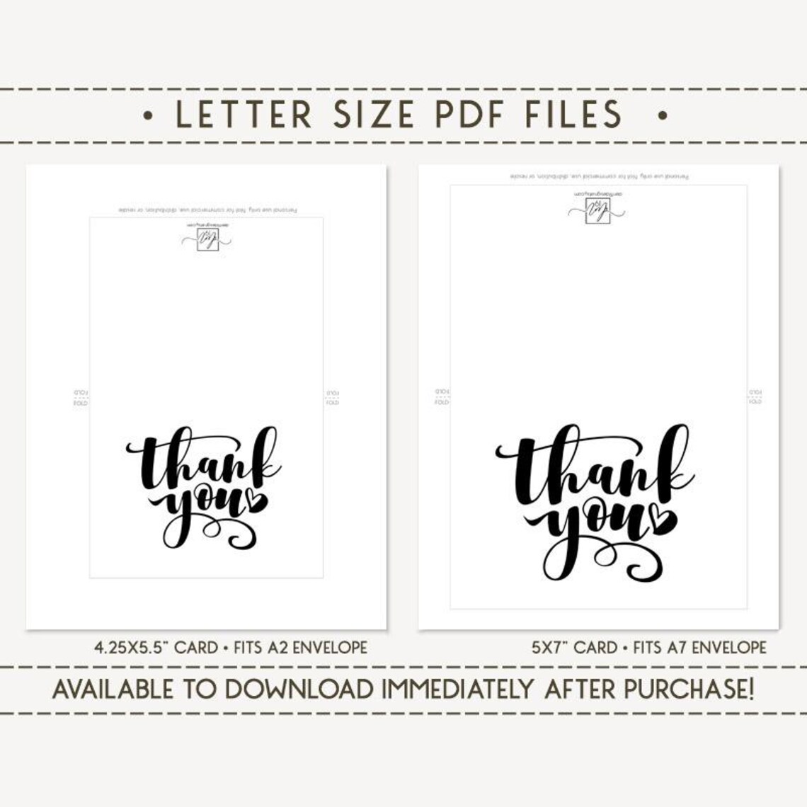 Thank You Printable Card / Instant Download PDF / Card Template - Etsy