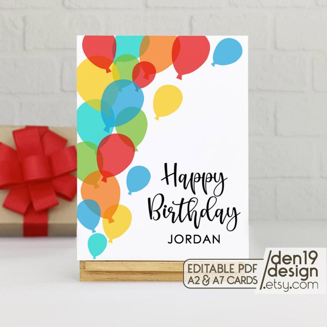 Editable & Printable Happy Birthday Card / Instant Download PDF / Card ...