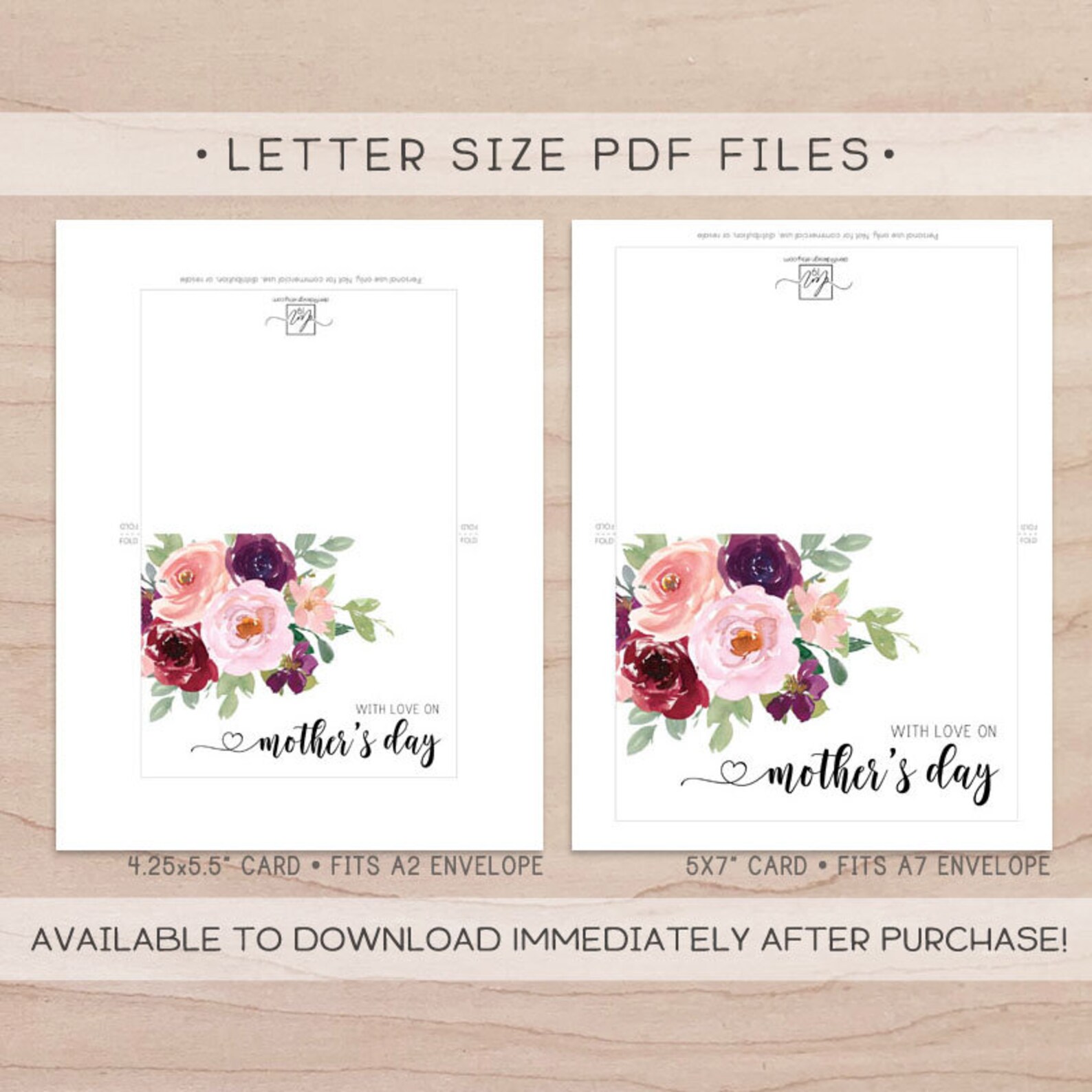 With Love on Mother's Day Printable Card / Instant - Etsy