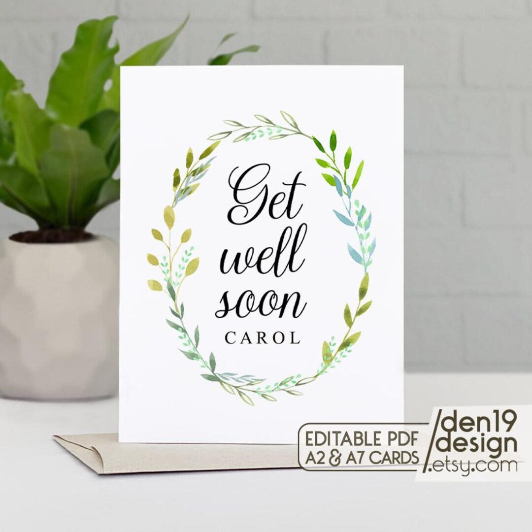 Editable & Printable Get Well Soon Card / Instant Download PDF / Card ...