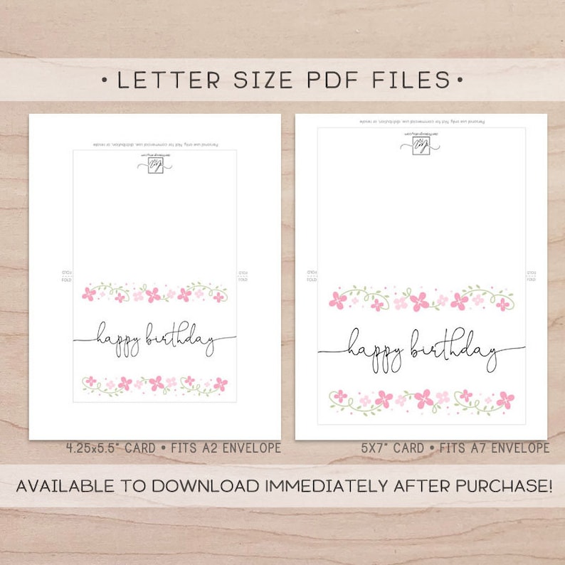 Happy Birthday Printable Card and Envelope / Instant Download - Etsy