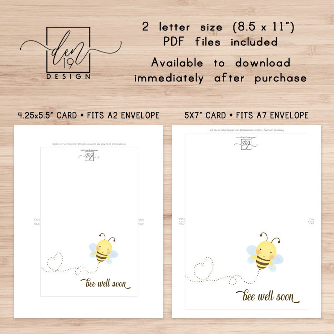 Printable Card Bee Well Soon / Instant Download PDF / Card | Etsy