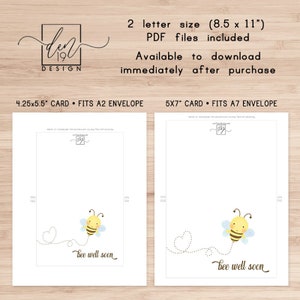 Printable Card Bee Well Soon / Instant Download PDF / Card | Etsy