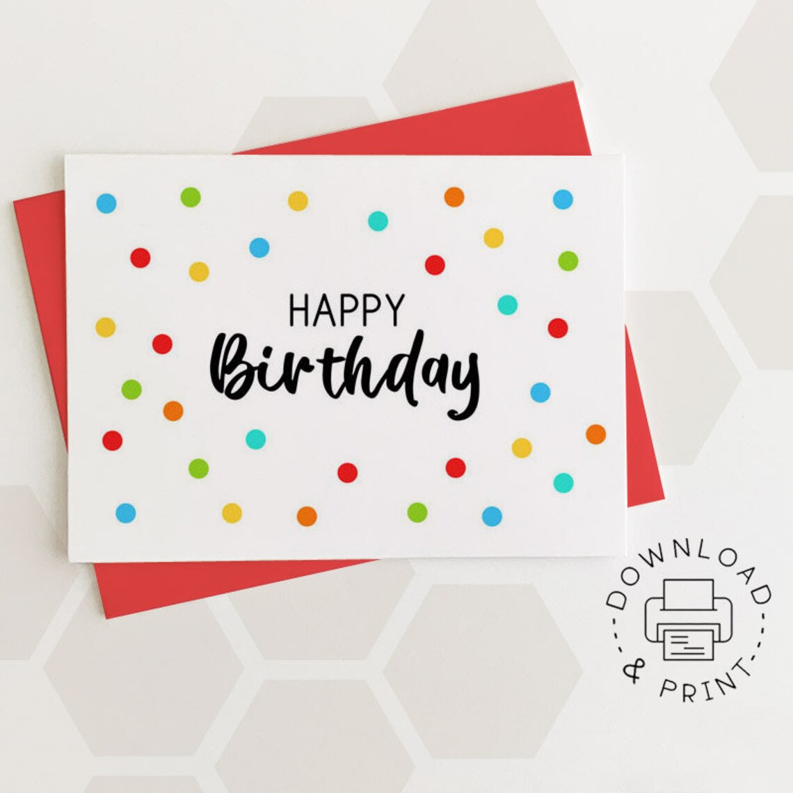 Set of 4 Printable Birthday Cards / Happy Birthday Card / - Etsy