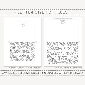 Printable Coloring Happy Mother's Day Card / Coloring Greeting Card ...