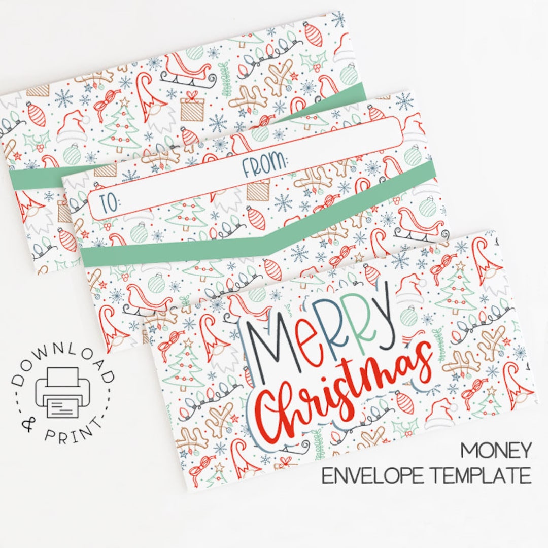 Printable Christmas Money Gift Envelope / Cash Holder / Instant ...