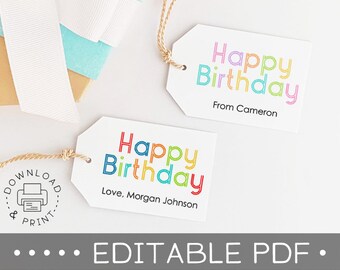 Printable Gift Tags / Happy Birthday Gift Tag / Birthday Gift Labels in ...