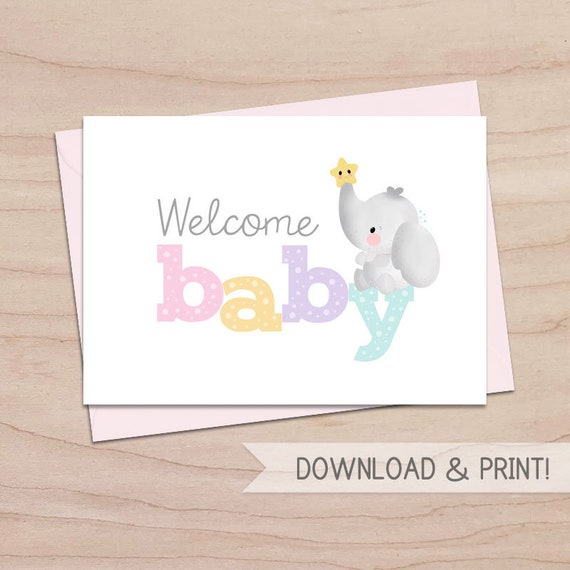 Printable Card Welcome Baby / Instant Download PDF / New Baby - Etsy