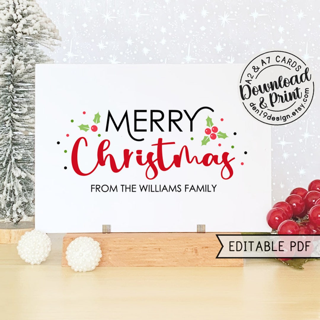 Editable & Printable Merry Christmas Card / Instant Download PDF / Card ...