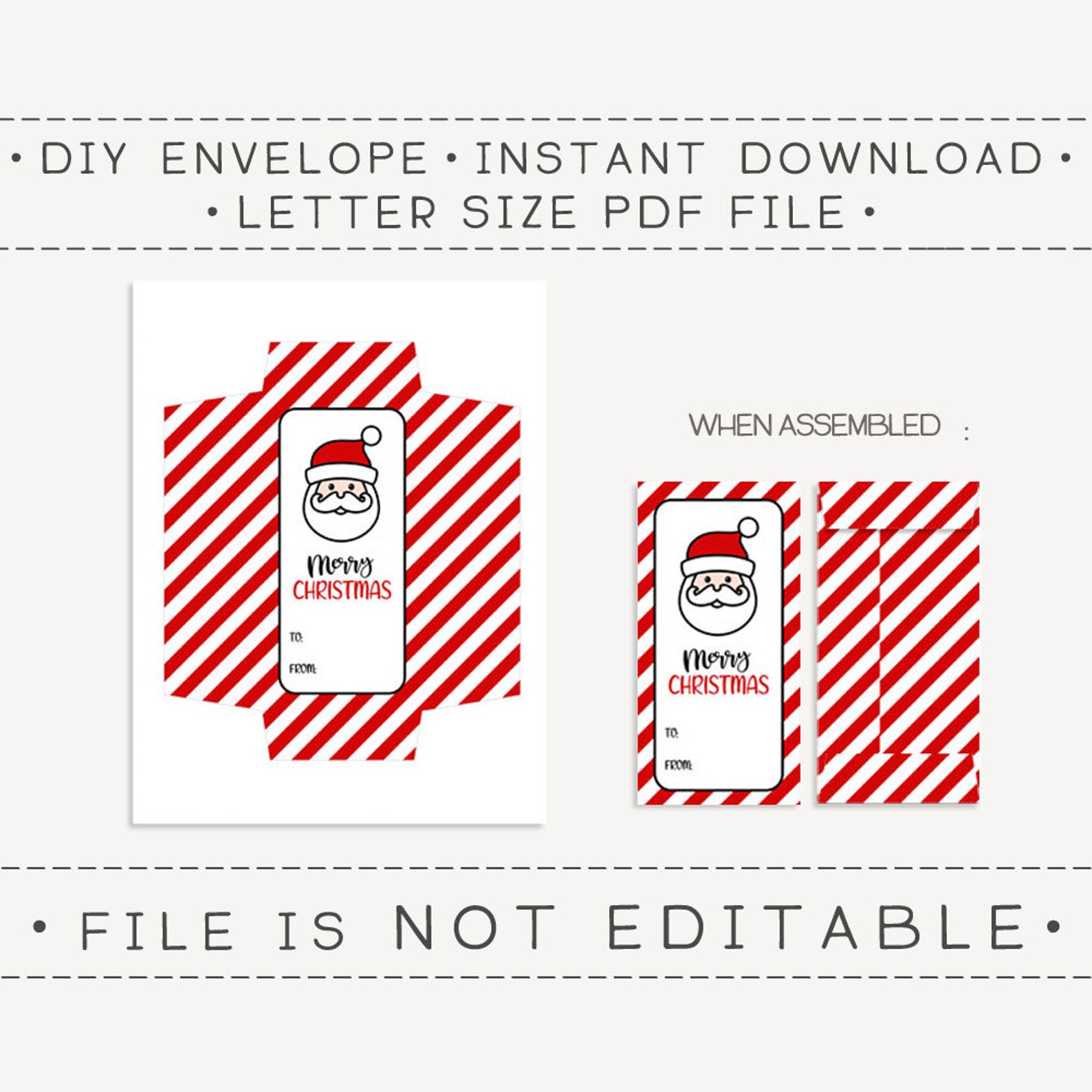 Printable Christmas Money Gift Envelope / Instant Download PDF - Etsy