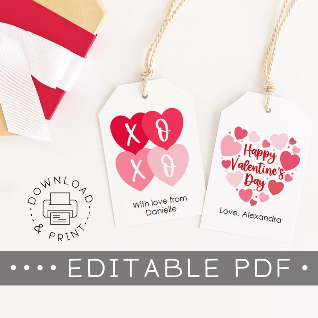 Editable & Printable Gift Tags / Happy Valentine's Day Tag - Etsy