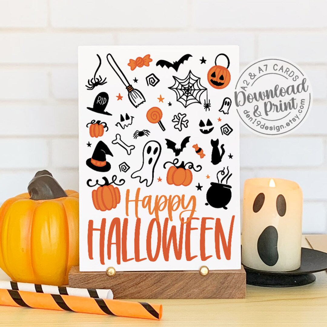 Printable Happy Halloween Card / Instant Download PDF - Etsy