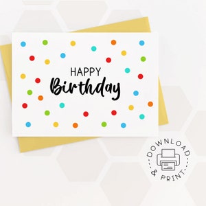 Set of 4 Printable Birthday Cards / Happy Birthday Card / Instant ...