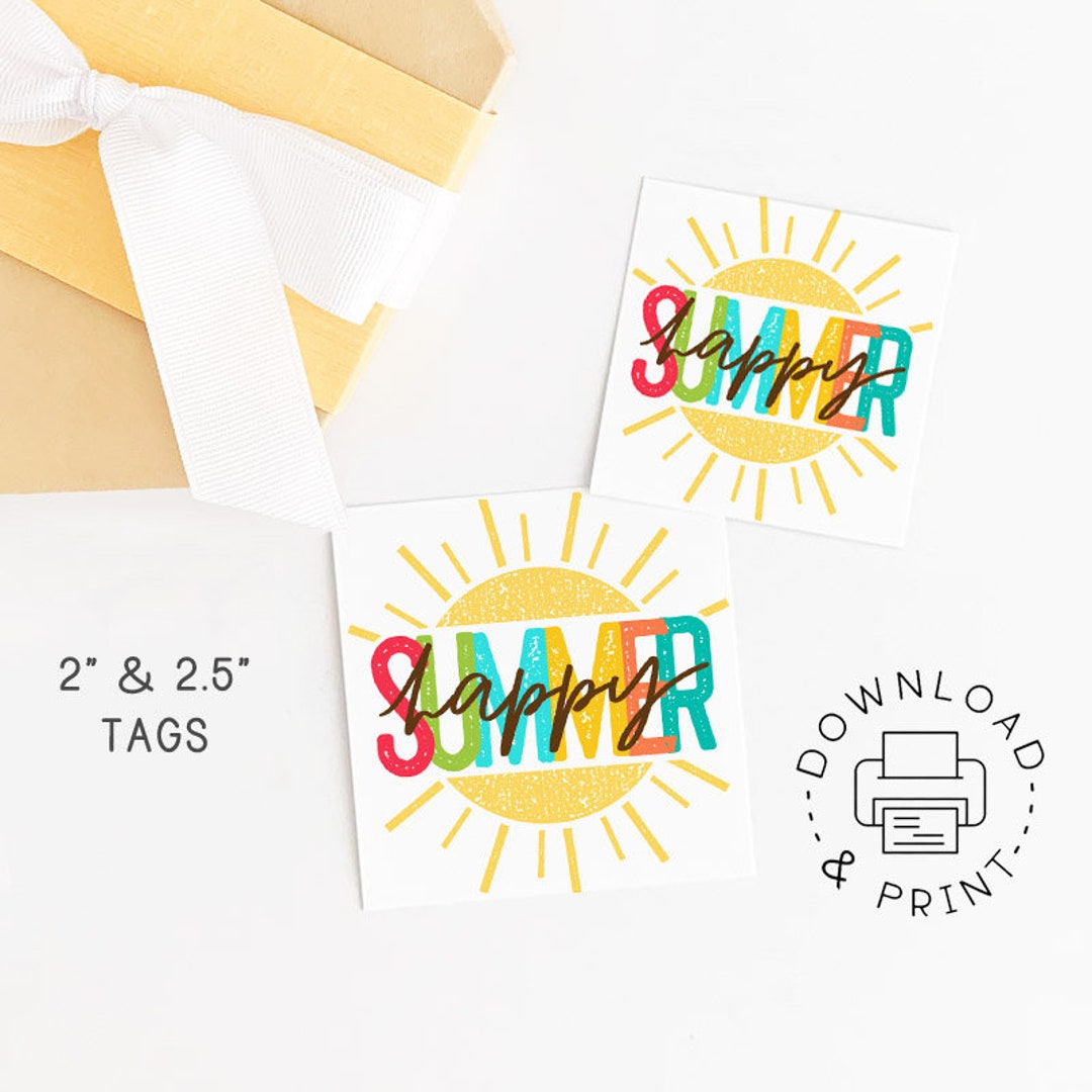 Printable Happy Summer Gift Tag / Square 2 & 2.5 Tags / Instant ...