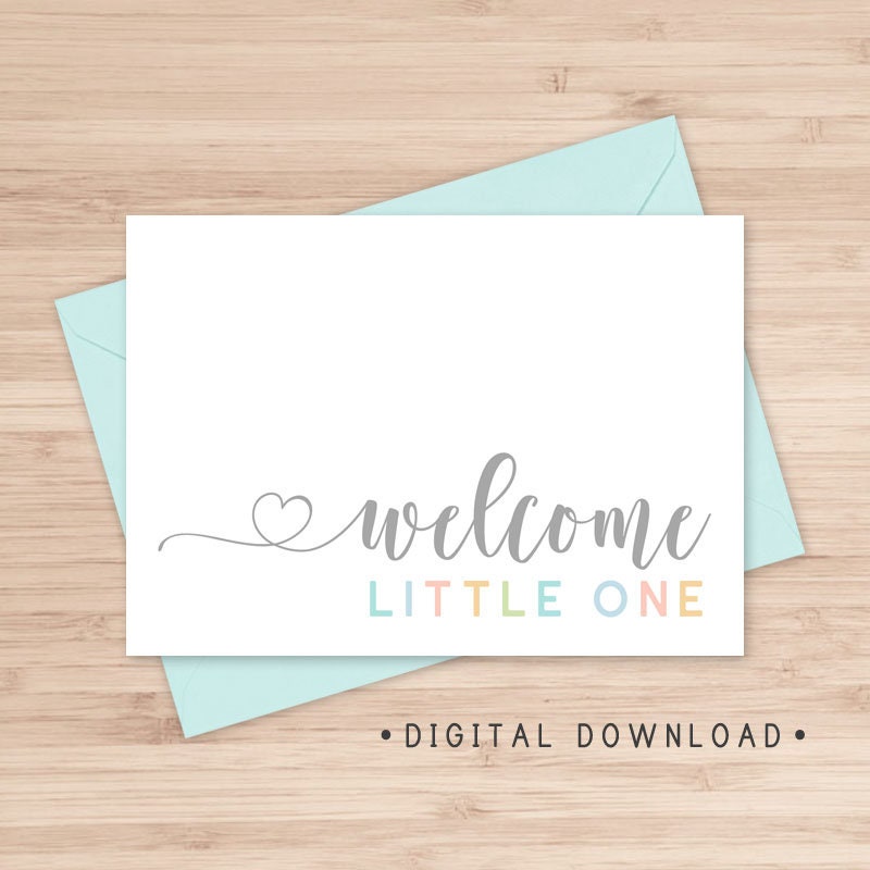 Welcome Little One Printable Card / Instant Download PDF / New | Etsy