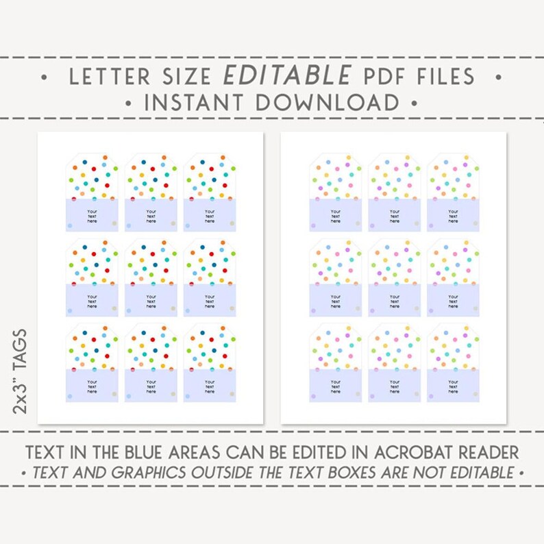 Confetti Gift Tags: Editable Favor Tag Template (PDF) - Etsy
