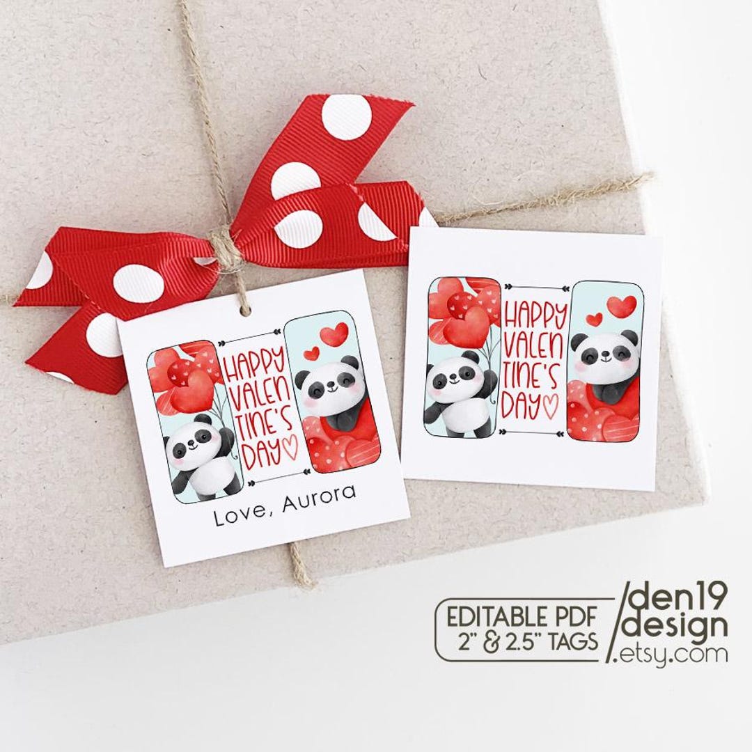Editable & Printable Gift Tags / Panda Bear Happy Valentine's Day Tag ...