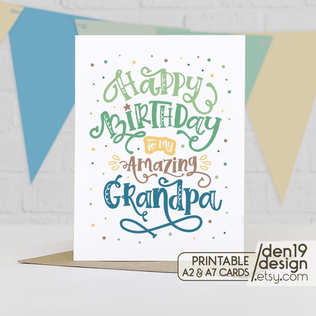 Grandpa Birthday Card: Printable PDF, A2/A7 Sizes - Etsy