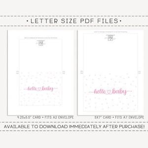 Hello Baby Printable Card / Instant Download PDF / Pink New Baby Card ...