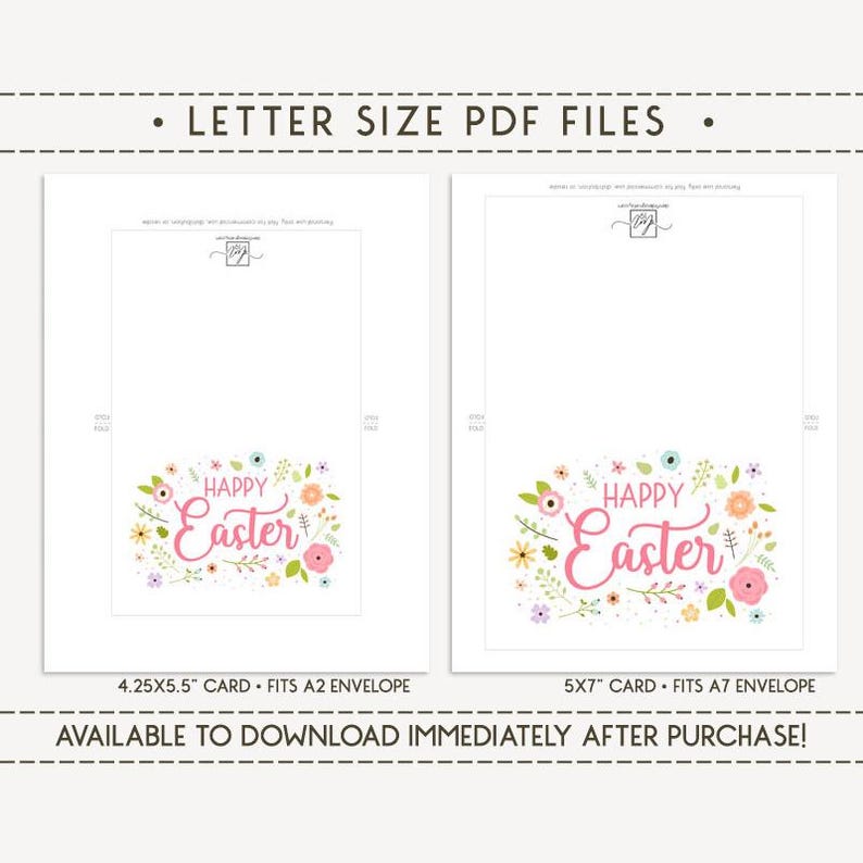 Happy Easter Printable Card / Instant Download PDF / Easter Card ...